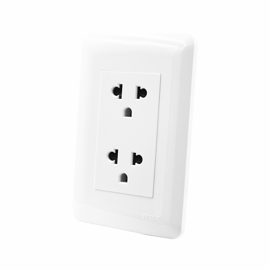 Tomacorriente Doble Universal 2P+T 250V 16A Eurusa Lyra | GRUPO COINP