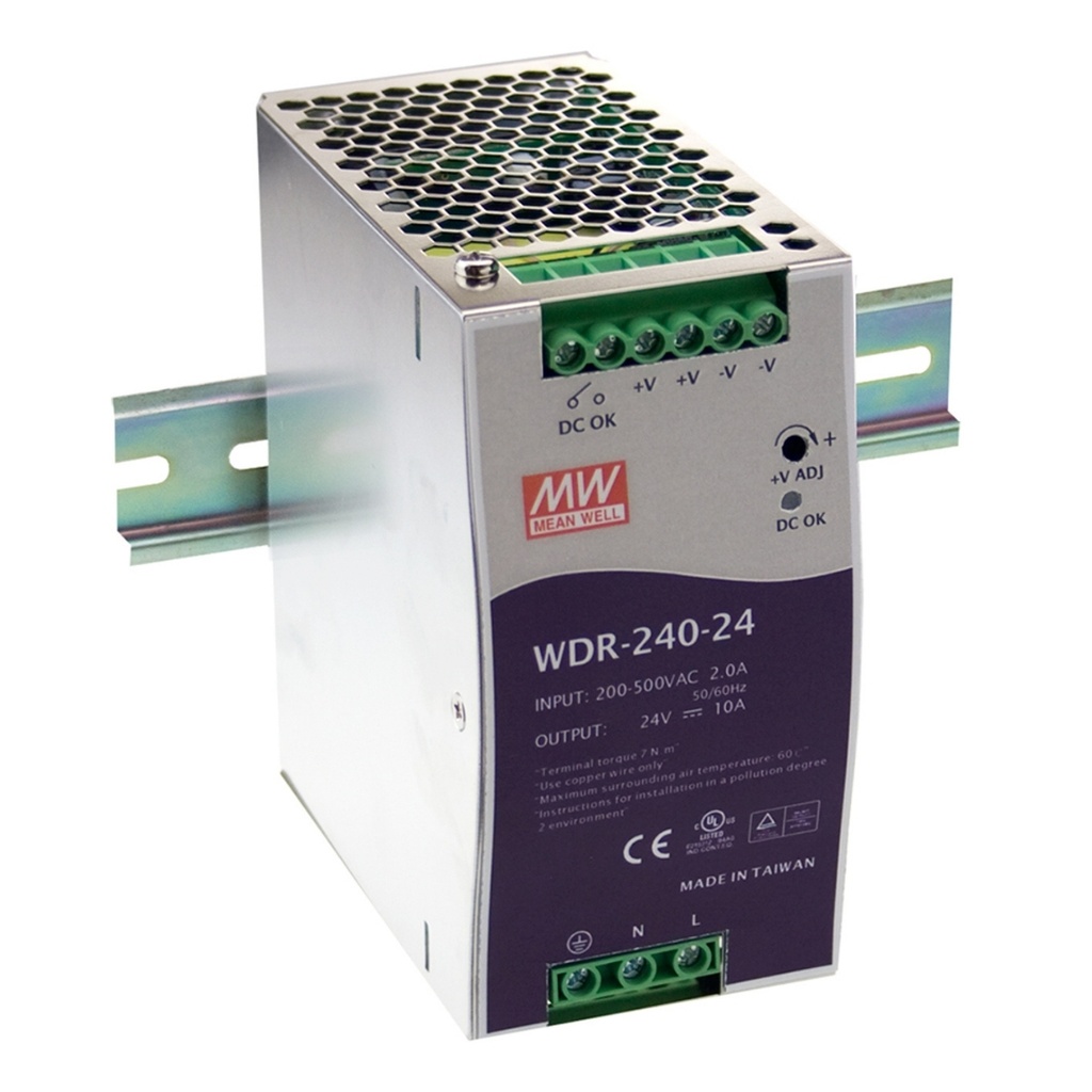Fuente Riel DIN Wide Range 240W 24VDC 10A In 180-550VAC | GRUPO COINP
